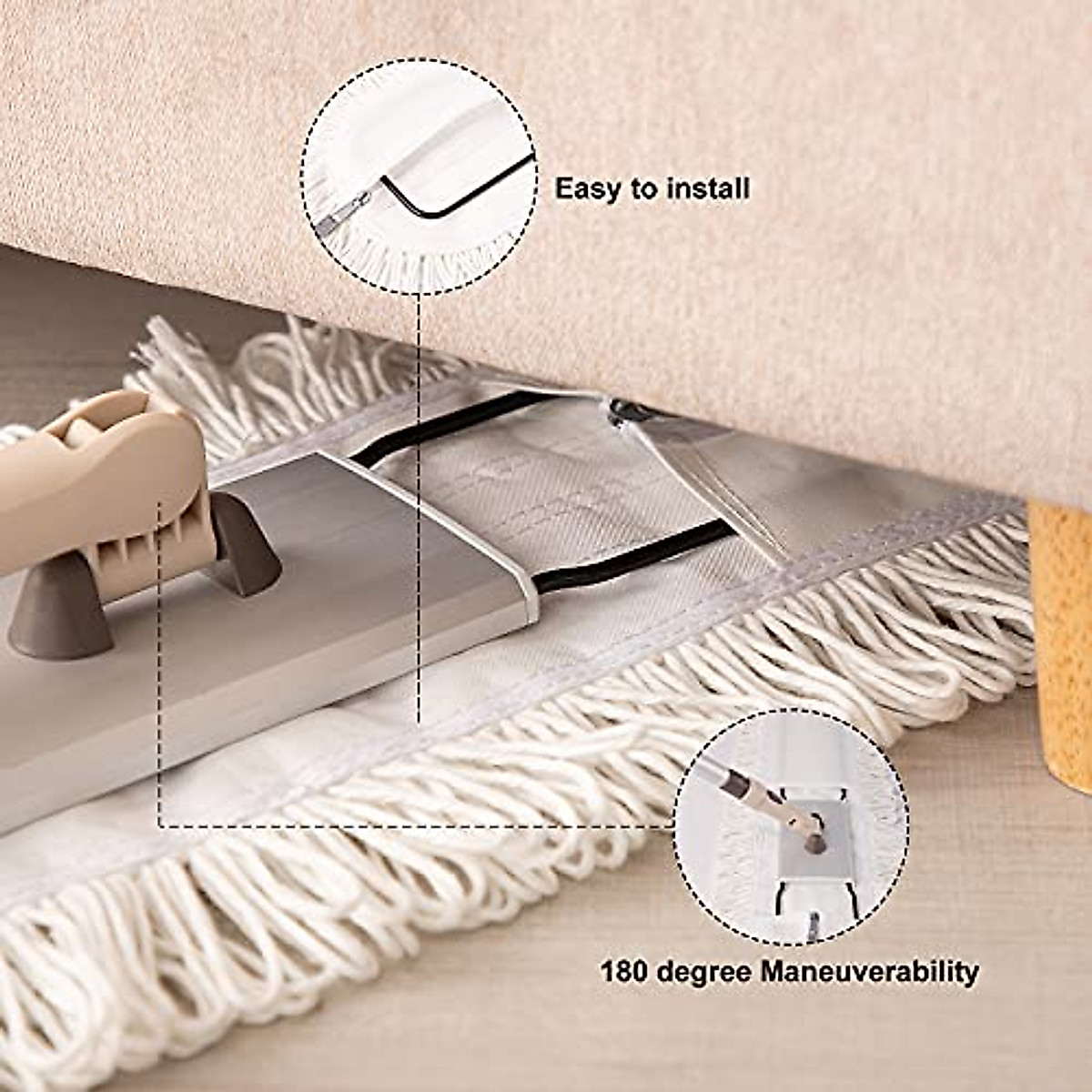 Eyliden 36" Professional Industrial Dust Mop, Commercial Cotton Dust Mops Broom, Telescopic Handle Residential Commercial Floor Cleaning Tools for Home Mall Hotel Office Garage Dust Mop (Brown, 36")