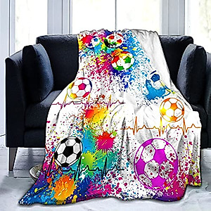 Soccer Blanket Sports Soccer Ball Throw Blanket Ultra Soft Flannel Blanket Gifts for Kids Adults 50"X40"