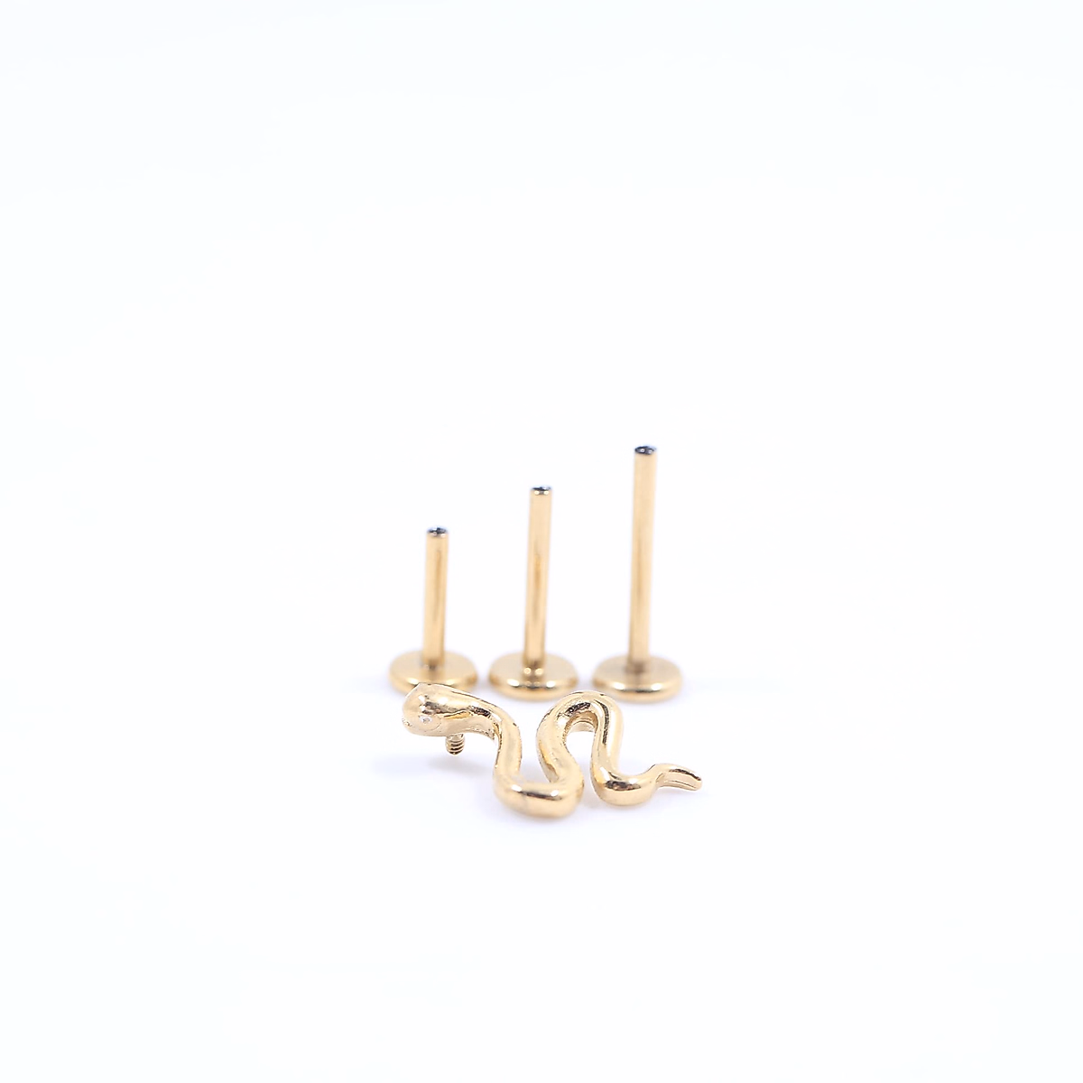 FANSING Tragus Piercing Jewelry Surgical Steel Earrings Gold Cartilage Stud Conch Helix Earrings Stud for Women Snake End with 18g 6mm 8mm 10mm Internally Threaded Post