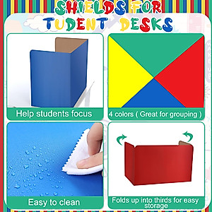 Desk Dividers for Students Privacy Boards Classroom Privacy Folders for Student Desks Testing Privacy Panel Partitions Study Carrel Desk Trifold Privacy Panel for Student, 4 Colors (32 Pieces)