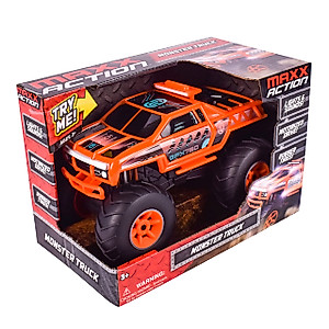 Monster Truck with Lights & Sounds, Motorized Orange Truck for Boys, Girls, Toddlers 3+