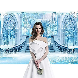 7x5ft Winter Castle Photography Backdrop,Winter Wonderland Frozen Castle Backdrops,Ice Castle Frozen Snowflake Photography Banner Winter Frozen Party Supplies Backdrop