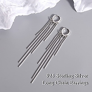 Sterling Silver Women's Tassel Earrings Gold 925 Silver Chandelier Threading Long Gold Dangle Earrings