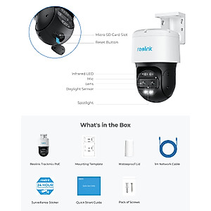 REOLINK 4K Dual-Lens Security Camera System, IP PoE Outdoor Cameras, 1x Duo 2 PoE with 180° Ultra-Wide Angle, Bundle with 1x Trackmix PoE with 6X Hybrid Zoom & Auto Tracking, Color Night