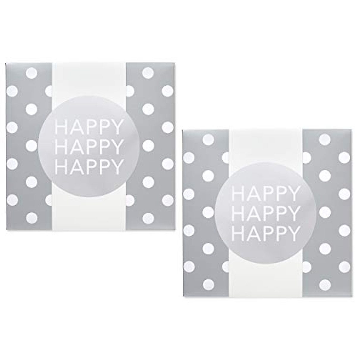 Hallmark 8" Medium Gift Box Set with Wrap Bands (Pack of 2: Silver and White, Happy) for Christmas, Hanukkah, Weddings, Valentine's Day, Birthdays