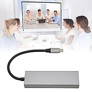 5 in 1 USB C Hub, Aluminum Alloy USB C Hub Adapter Multiport Plug and Play 5Gbps Data Transfer to Printer