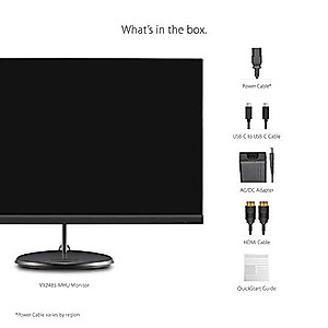 ViewSonic VX2485-MHU 24 Inch 1080p IPS Monitor with USB C 3.2 and FreeSync for Home and Office,Black