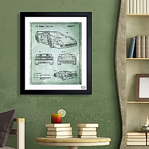 Oliver Gal Ferrari F40 1990 - Green Framed Art, 10" x 12"