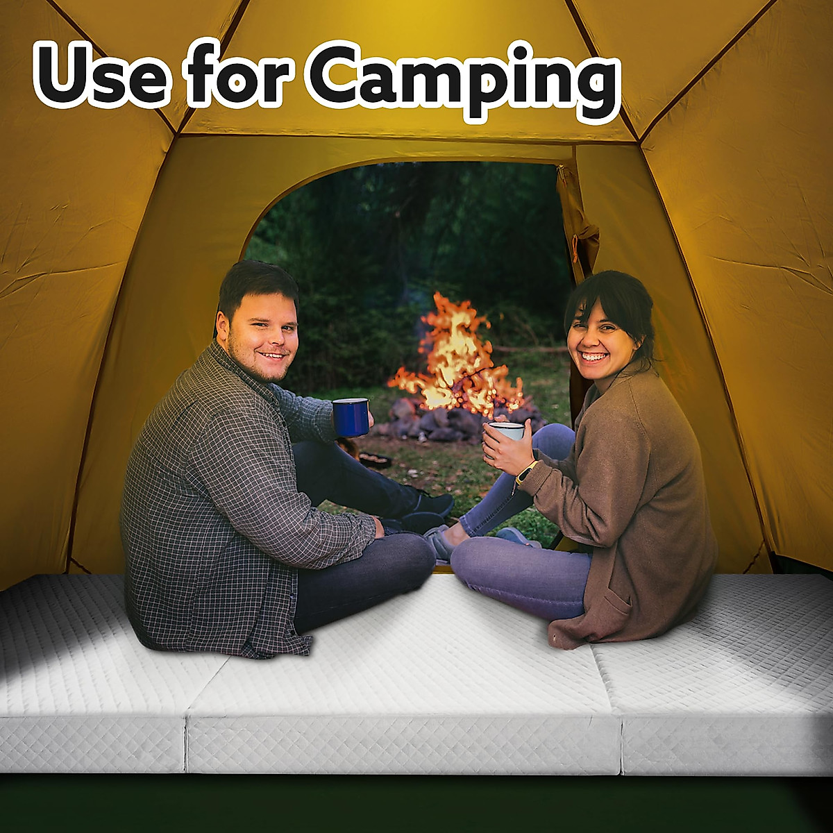 Yeeeasy Tri Folding Mattress with Washable Cover Foldable Mattress for Floor (75”x25”x4”) Portable Mattress with Storage Bag Tri Fold Mattress for Overnight Guests and Camping, Single Size