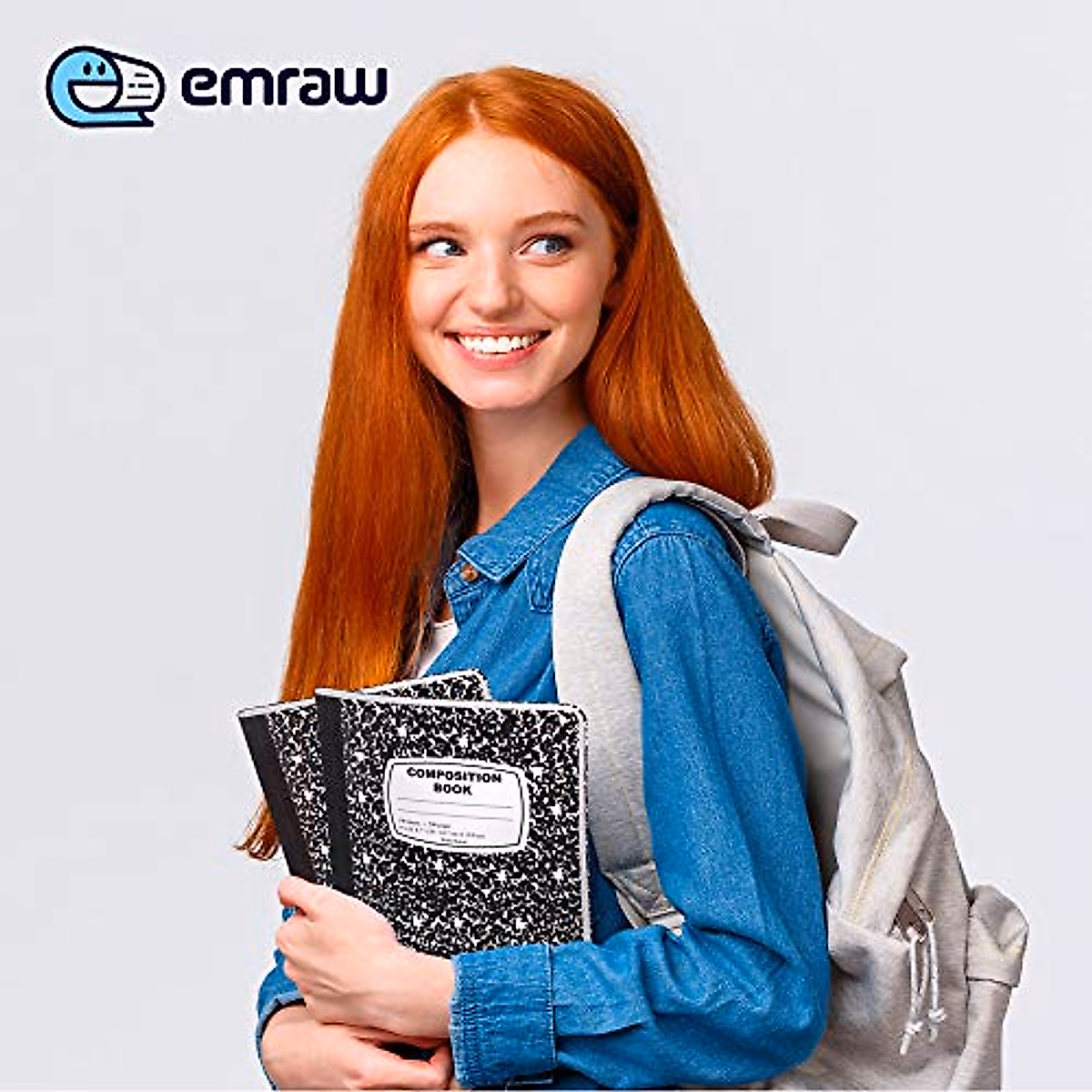 Emraw Black & White Marble Style Cover Composition Book with 100 Sheets of Wide Ruled White Paper (4 Pack)