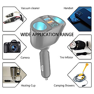 2024 New Upgrade 5 Port Cigarette Lighter Splitter,QC3.0&PD 20W Super Fast Car Charger with Dual Cigarette Lighter Plug with LED Voltmeter Compatible with iPhone 14 Pro iPad Dash Cam GPS (PD+QC+2.4A)