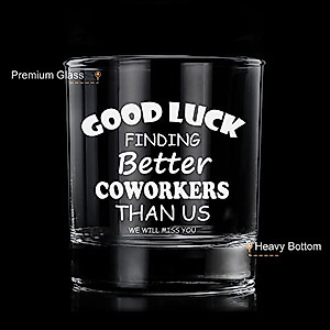 LIGHTEN LIFE Good Luck Finding Better Coworkers Than Us Whiskey Glass,Novelty Coworker Leaving Gift in Valued Wooden Box,Farewell Gift for Coworker Boss Colleague Friend Men,12 oz Old Fashioned Glass