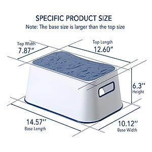 A+KCEYON Step Stool for Kids, Cute Design and Anti-Slip Kids Step Stool with Recessed Handles, Portable Footstool for Kitchen, Bathroom Sink and Toilet Potty Training (Blue-Space Motif)