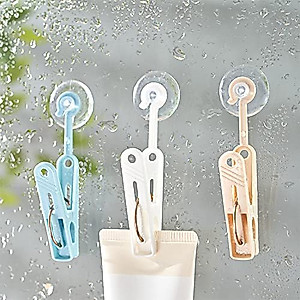 HSCGIN 6pcs Suction Cup Clips 85x30mm White Plastic Round Suction Cup Clamp Holder for Hanging Home Office Accessories