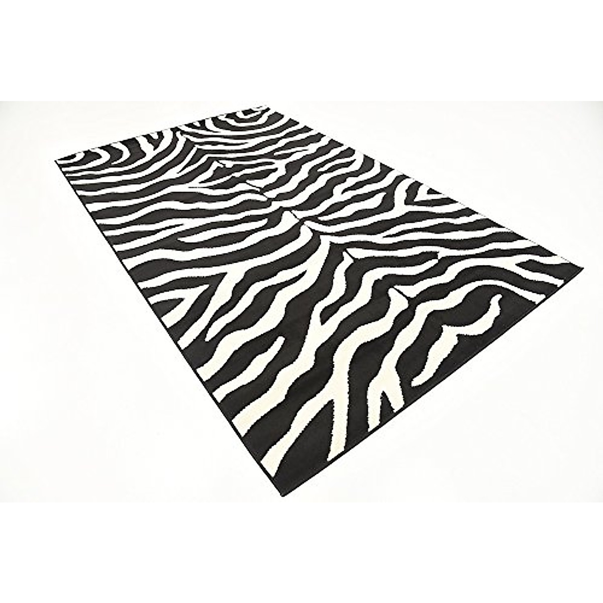 Unique Loom Wildlife Collection Animal Inspired with Zebra Design Area Rug, 5 x 8 ft, Black/Ivory