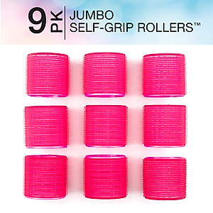 Conair Heatless Curls - Extra Large Hair Rollers - heatless curlers - heatless curls overnight - Velcro Rollers for Hair - Hot Pink - 9 Count w/storage case