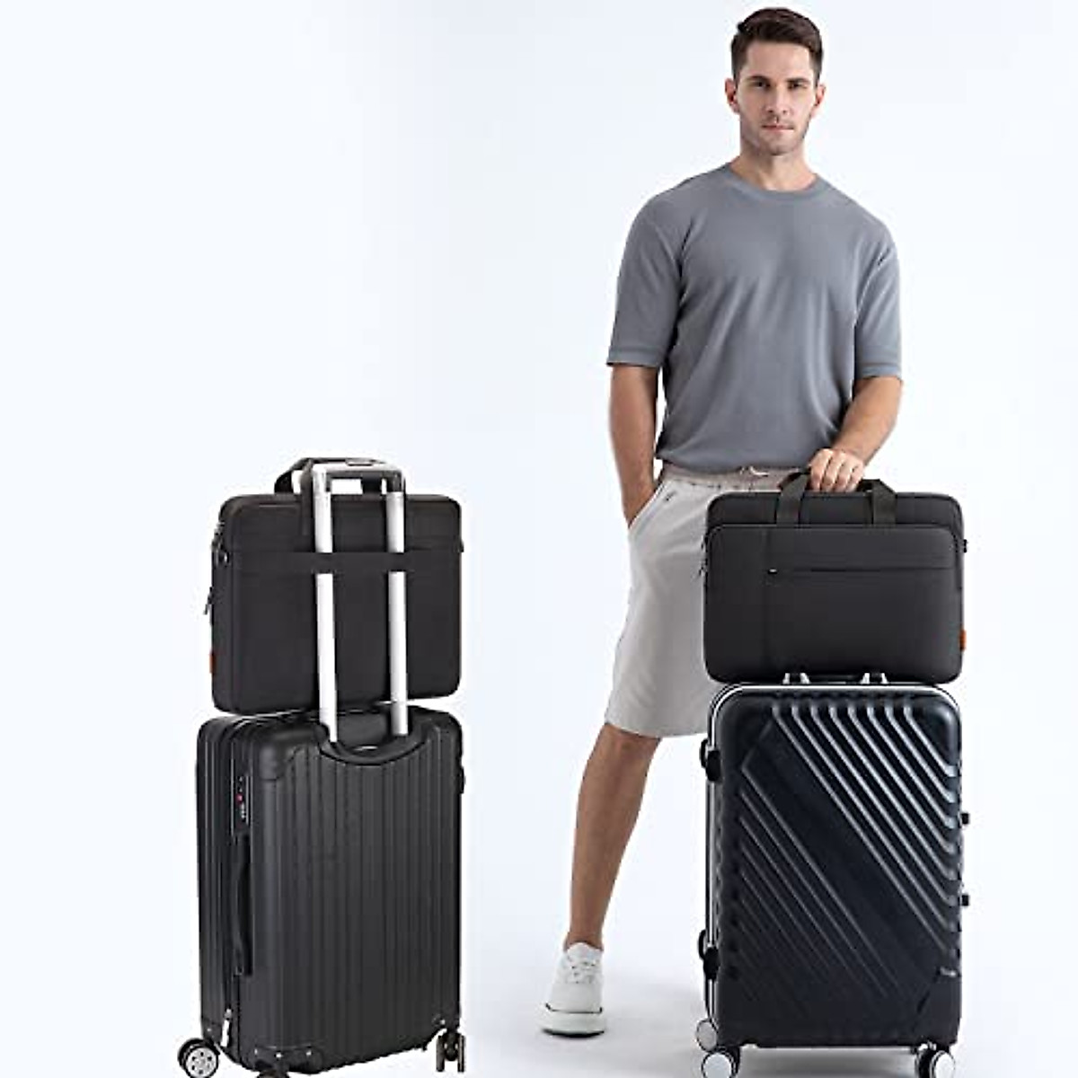 DOMISO 14 inch Laptop Bag Business Briefcase Water-resistant Notebook Messenger Shoulder Bag for 14" MacBook Pro/Lenovo IdeaPad ThinkPad/HP Stream 14 Chromebook 14/ASUS ZenBook,Black