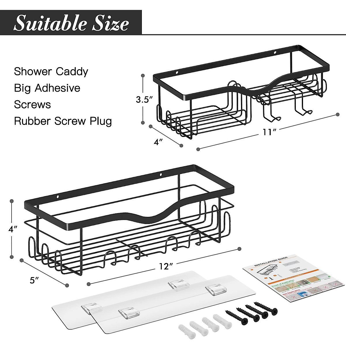 LiviNGPAi Shower Caddy Bathroom Organizer, Wall Mount Shower Organizer, Rustproof Stainless Steel Shower Shelves, Bathroom Shelves for Bathroom, Toilet, Kitchen and Dorm (3 Pack)