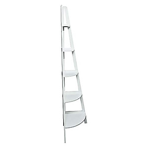 Casual Home 5-Shelf Corner Ladder Bookcase, White (Pack of 1)