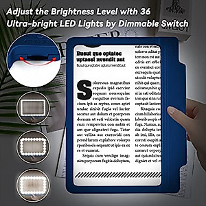 5X Magnifying Glass for Reading, Large and Lightweight Magnifier with 36 Ultra-Bright Dimmer LED Lights Provide Full-Page Viewing Area Evenly Lit Perfect for Low Vision Person and Seniors(Dark Blue)