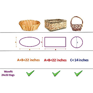 Wowfit Cello Bags with Gift Wrap Bows,10 CT 24x30 Clear Cellophane Bags wiht 6" Pull Bows Perfect for Gift Baskets, Presents, Weddings, Bridal/Baby Showers