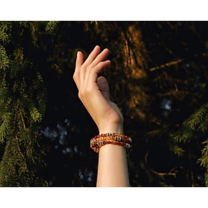 Baltic Amber Bracelet for Adult, Handmade Clean Polished Amber Jewelry- Wire Snake, up to 7.5” wrist size