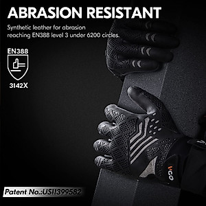 Vgo... NGG X1 Seamless Utility Gloves,Safety Work Gloves,Knuckle Impacted Mechanic Gloves(Size L,Black,TP1105)