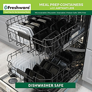 Freshware Meal Prep Containers [15 Pack] 2 Compartment with Lids, Food Storage Containers, Bento Box, BPA Free, Stackable, Microwave/Dishwasher/Freezer Safe (32 oz)