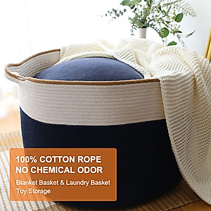 Extra Large Blanket Basket Living Room Toy Basket for Kids Baby Laundry Basket 2022 Cotton Rope Thickening Upgraded Version22'x 14'