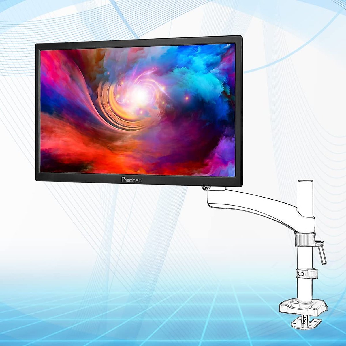 Prechen 18.5 Inch Monitor, TN Panel 1366 x 768 PC Monitor with HDMI and VGA Interface, 5ms, Brightness 250 cd/m², 60Hz Monitor with Dual Built-in Speakers, PC Screen Display for Office Work.