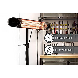 Briza Infrared Electric Patio Heater - Indoor/Outdoor Heater - Portable Wall/Garage Heater - 1500W - use with Stand - Mount to Ceiling/Wall)