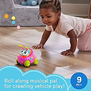 Fisher-Price Baby Learning Toy DJ Buggy Pink Push-Along Car with Music & Lights for Crawling Play for Infants Ages 9+ Months