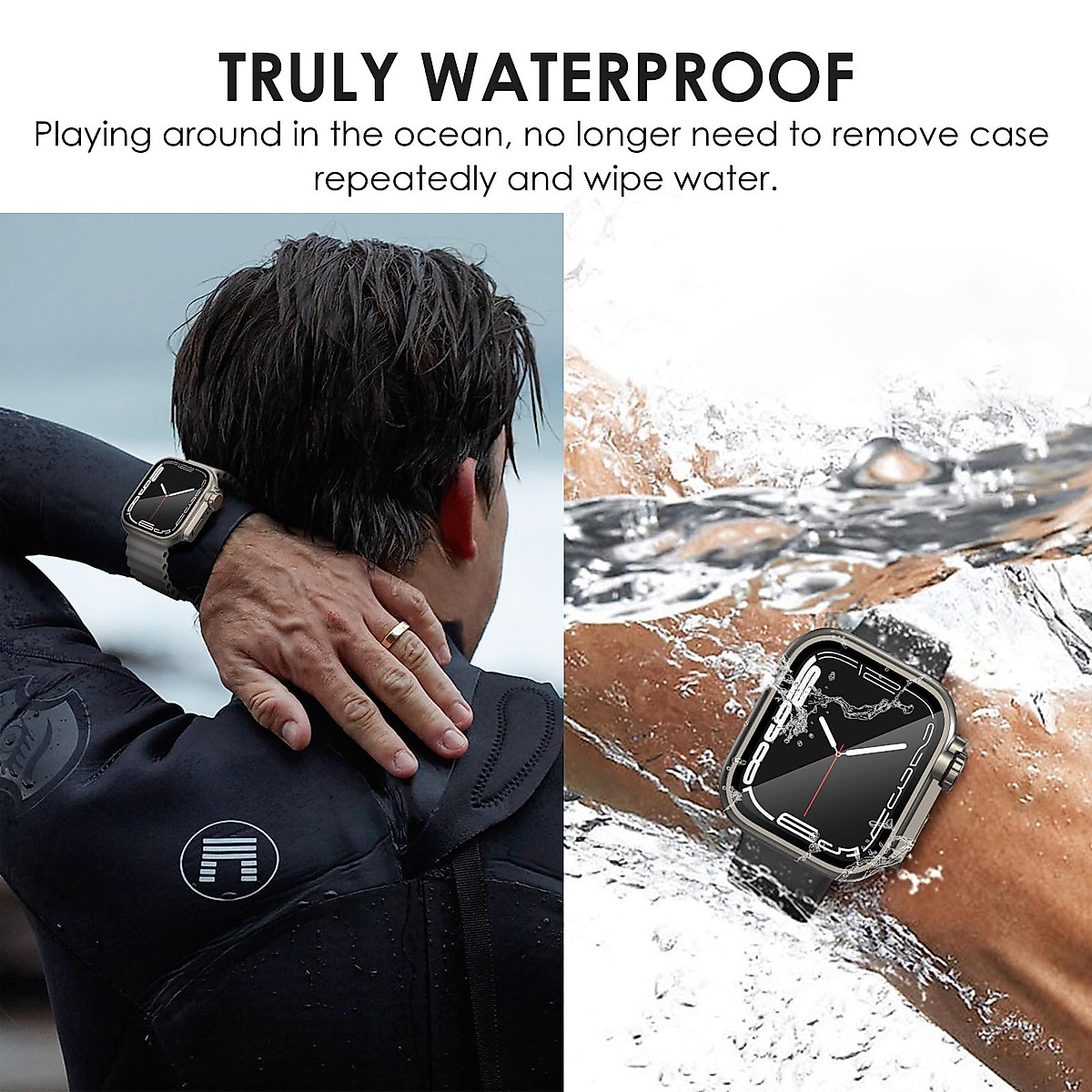 [ Looks Like Ultra Protector Case ] CHANCHY 2 in 1 Waterproof Case for Apple Watch Case 44mm with Screen Protector, Front & Back Full Protective Bumper Face Cover for Men Women, 44mm, Titanium