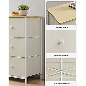 SONGMICS Bedroom, Chest, 6 Drawer, Closet Fabric Dresser with Metal Frame, by The yard, Camel Yellow + Cream White