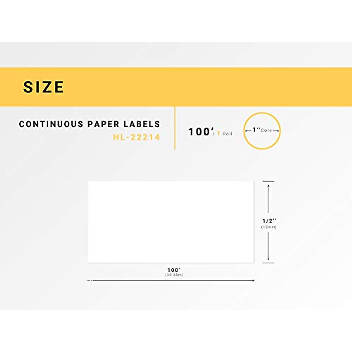 HOUSELABELS Compatible with DK-2214 Replacement Roll for Brother QL Label Printers; Continuous Length Labels; 1/2" 100 feet (12mm*30.48m) with 1 Reusable Cartridge - 12 Rolls