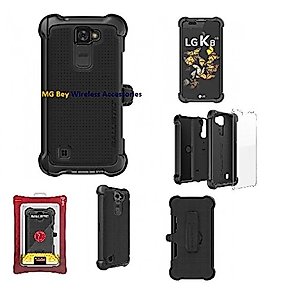Ballistics Jacket TJ Maxx, Original Black Heavy Duty Cover Case W/shock Impacts 8 Feet Protection Durable Swivel Belt Clip for LG K8 / Phoenix 2/ Escape 3 Cellphone