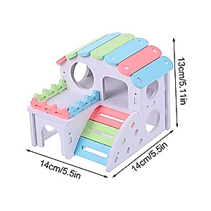 Ipetboom 2 pcs Mini Colorful Sleeping Play Exercise Houses Climbing Hamster Cabin Small Chic Funny Guinea Hut Habitat Chew Toys and Chews with Nest Cage Gerbil Hideouts Hideaway Rat Animal