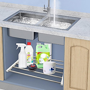 Hershii Adjustable Closet Shelf Wardrobe Rail Metal Hanging Rod Storage Rack Extendable Clothes Divider Separator Organizer for Cabinet Cupboard Kitchen Bathroom, (13.77''-23.62'') X 14.17''