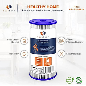 Aquaboon 1 Micron 10" x 4.5" Pleated Sediment Water Filter Replacement Cartridge | Whole House Sediment Filtration | Compatible with FM-10-1, ECP1, FM-10-1A, HDC3001, WPC1FF975, 4-Pack