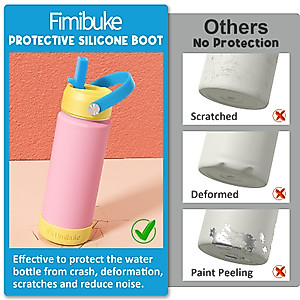 Fimibuke Kids Insulated Water Bottle, 18oz BPA FREE Kids Cups with Straw Double Wall Vacuum Tumbler 18/8 Stainless Steel Leak Proof Toddler Water Bottle for School Boys Girls (2 Pack, Coastal)