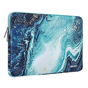 MOSISO Laptop Sleeve Compatible with MacBook Air/Pro, 13-13.3 inch Notebook, Compatible with MacBook Pro 14 inch 2023-2021 A2779 M2 A2442 M1, Polyester Vertical Creative Wave Marble Bag with Pocket