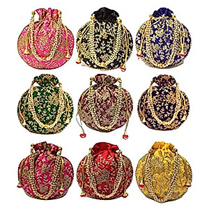Pack of 20 India Gift Hub Traditional Indian Potli, Women Handbag, Handmade Bag,Gift, Clutch Purse, Wedding