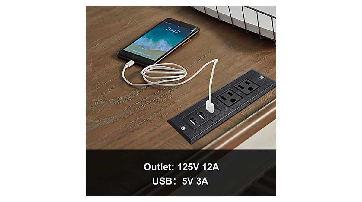 Desk Power Strip with USB Recessed Mounted Desktop Power Outlet 2 ...