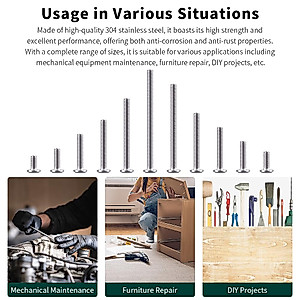 1/4-20 x 1-1/2" Hex Socket Head Cap Screws, 304 Stainless Steel 18-8, Chamfered Countersunk Machine Screws for Furniture, Binding, Machinery, Automotive, DIY Projects, 50 PCS