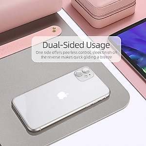 YSAGi Desk Mat, Mouse Pad,Waterproof Desk Pad,Large Mouse pad for Desk, Leather Desk Pad Large for Keyboard and Mouse,Dual-Sided Mouse Mat for Office and Home (31.5" x 15.7", Pink)