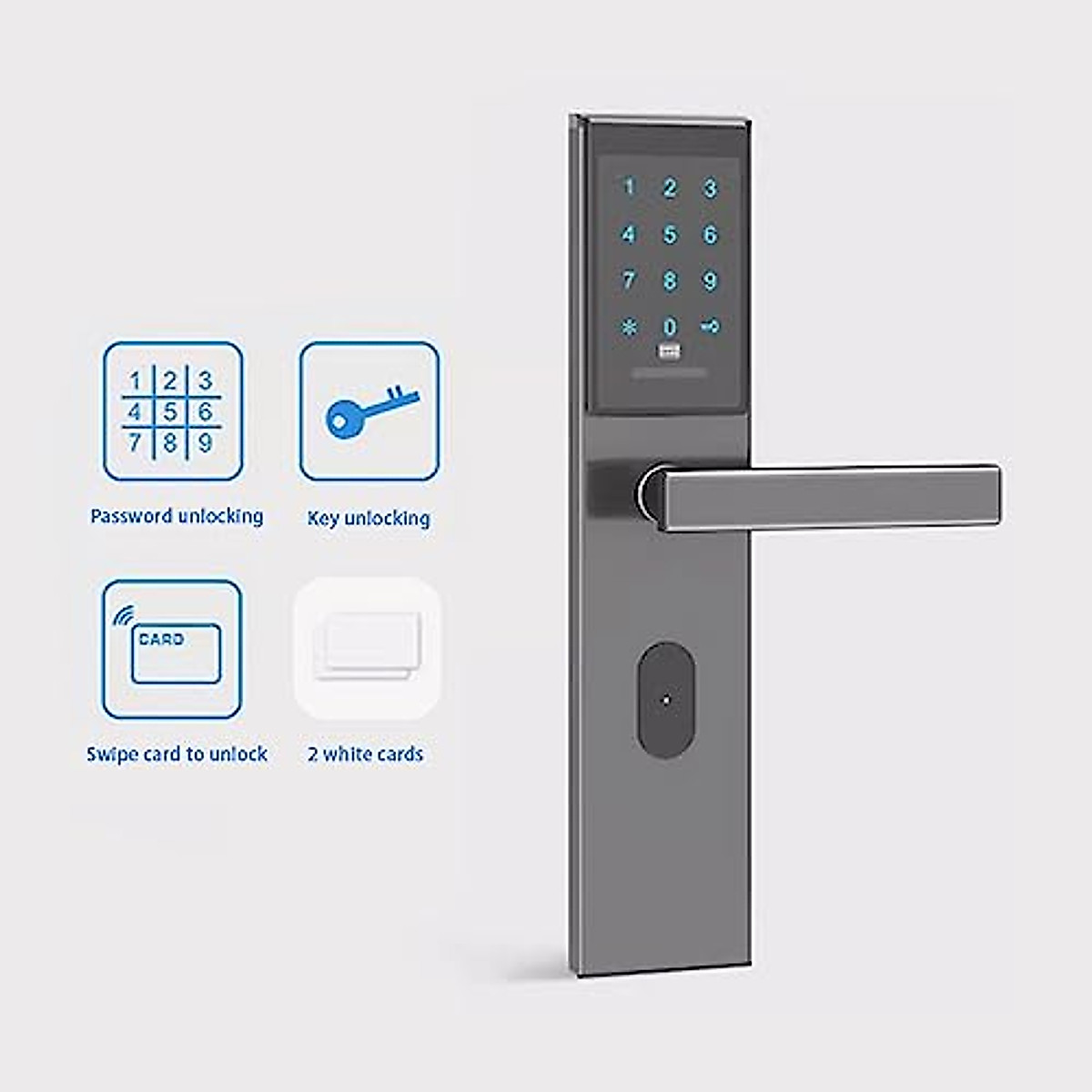 RFID Card Apartment Anti-Theft Swiping Ppassword Induction Electronic Lock+Card (Left Pull, Silver+APP)