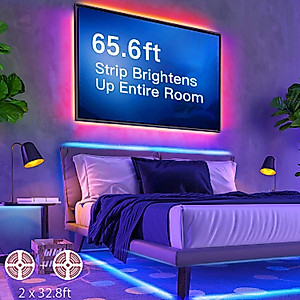 EJ's SUPER CAR Led Strip Lights 65.6ft (2 Rolls of 32.8ft) RGB Light Strips with 44 Keys IR Remote, 5050 SMD Color Changing LED Strip Lights Flexible Tape Light Kit Controller for Kitchen Home Party