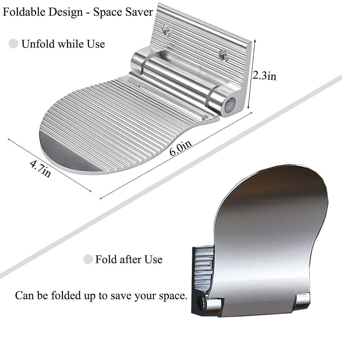 Shower Foot Rest, Shaving & Washing Foot Rest, Heavy Duty Aluminum Alloy Shaving Shelf Fold-Up Shower Foot Rest for Shaving Legs Shower Combo Set (Silvery)