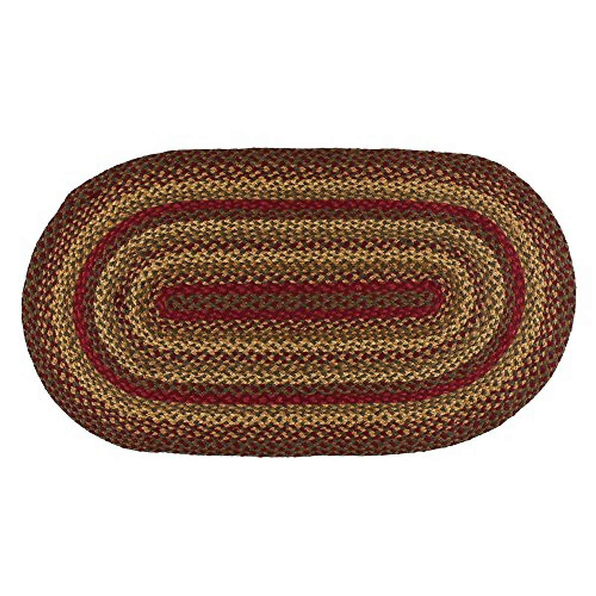 IHF Home Decor Braided Rug 3' X 5' Country Style New Oval Floor Carpet CINNAMON DESIGN Jute Material,Wine, Sage, Tan