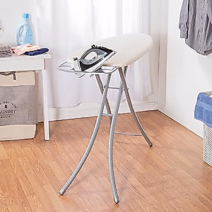 Ironing Board Full Size Made in The USA by Seymour Home Products (Khaki) Extra Wide 18” Iron Board Set Includes Iron Rest, Cover & Pad | All-Steel Frame with 4 Heavy Duty Legs for Extra Support